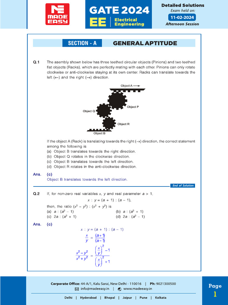 EE GATE 2024 Revised Solution | PDF