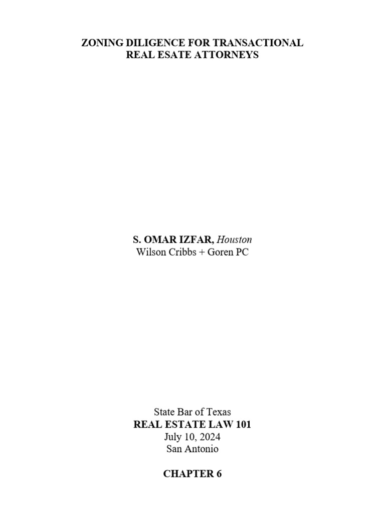 Zoning Diligence For Transactional Real Esate Attorneys: Wilson Cribbs ...