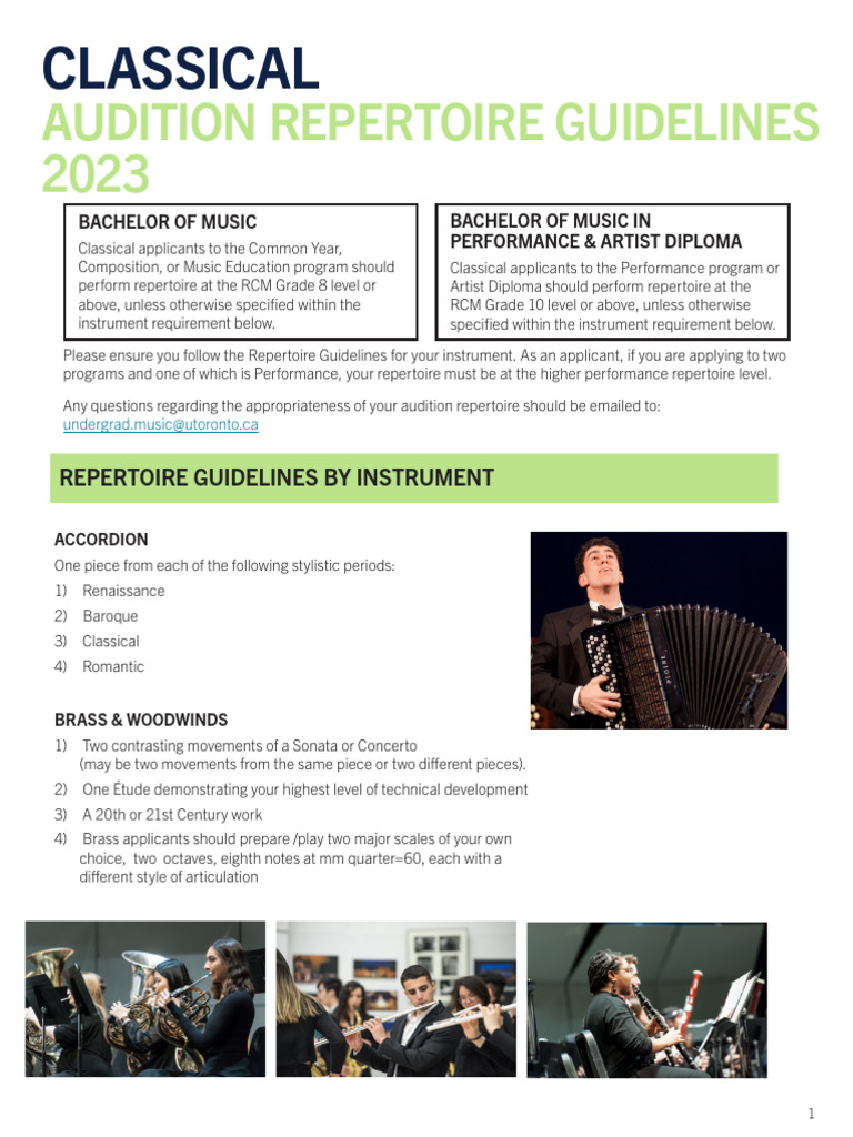 Undergraduate Repertoire and Accompaniment Guidelines Classical | PDF ...