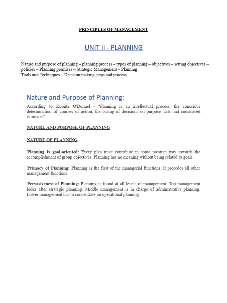 Unit II Pom | PDF | Swot Analysis | Planning
