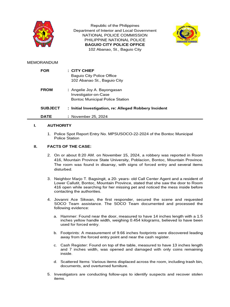 Initial Investigation Report | PDF | Law Enforcement | Crime & Violence