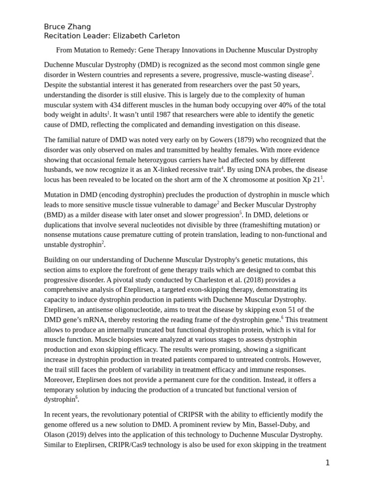 Bio 198 Gene Therapy Paper Final Edition Bruce Zhang | PDF | Molecular ...