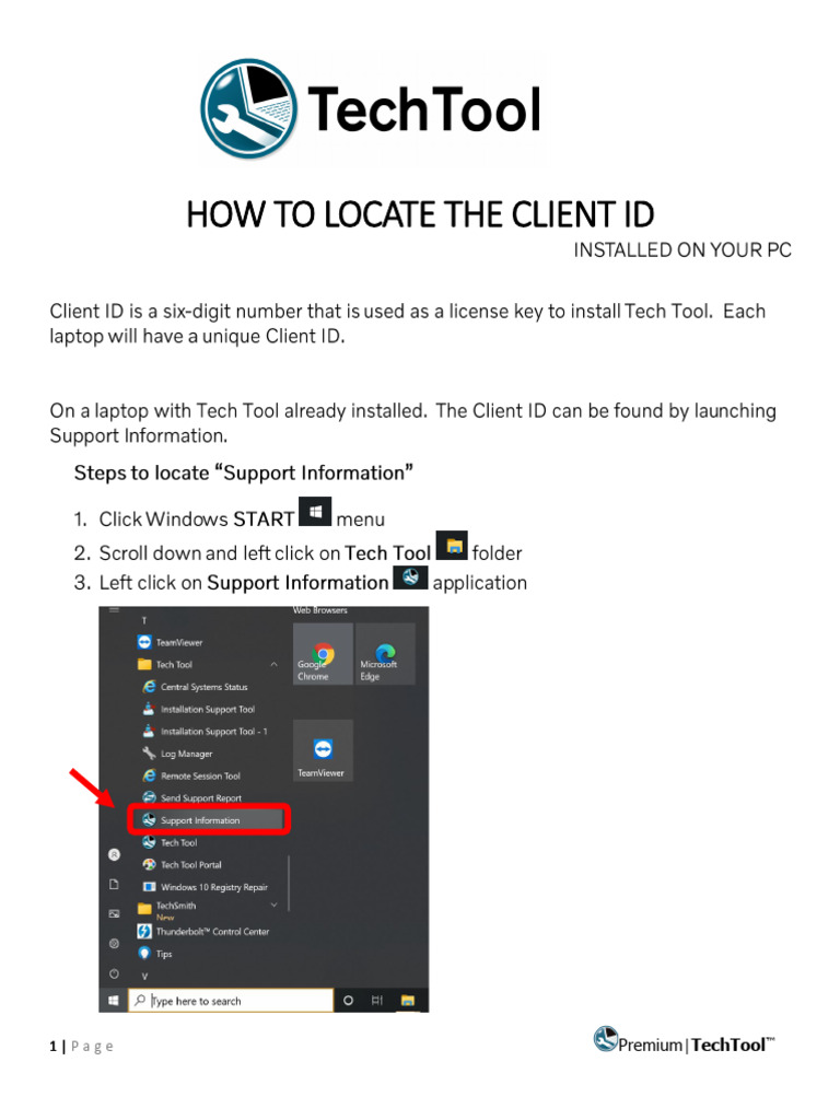 Locate Your Tech Tool Client ID | PDF