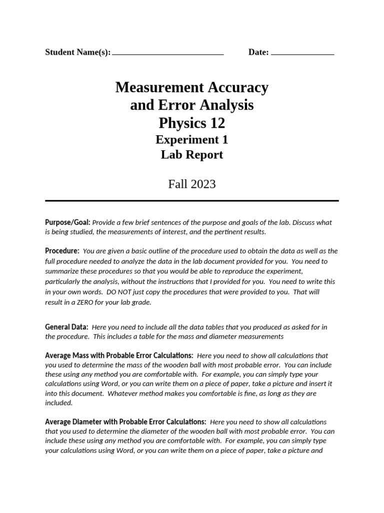 Experiment 1 Report Template (3) | PDF | Data | Experiment