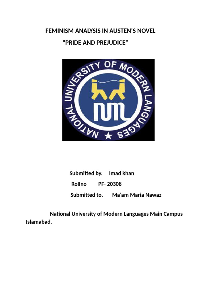 Imad Khan Literary Theory Assignment | PDF | Pride And Prejudice | Feminism