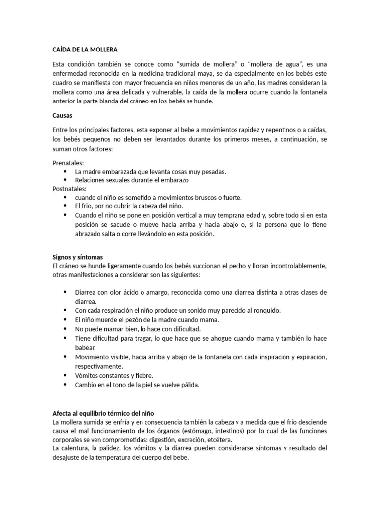 Caída de la Mollera en Bebés: Causas y Tratamiento | PDF | Cráneo