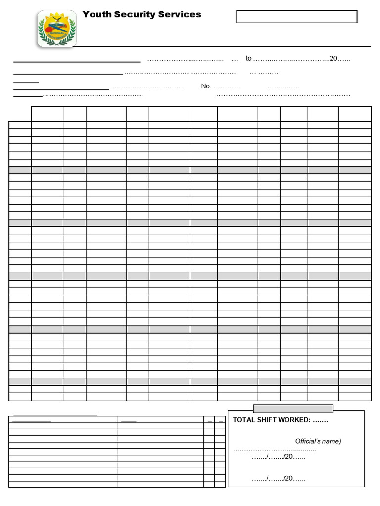 YSS Shift Attendance Register | PDF