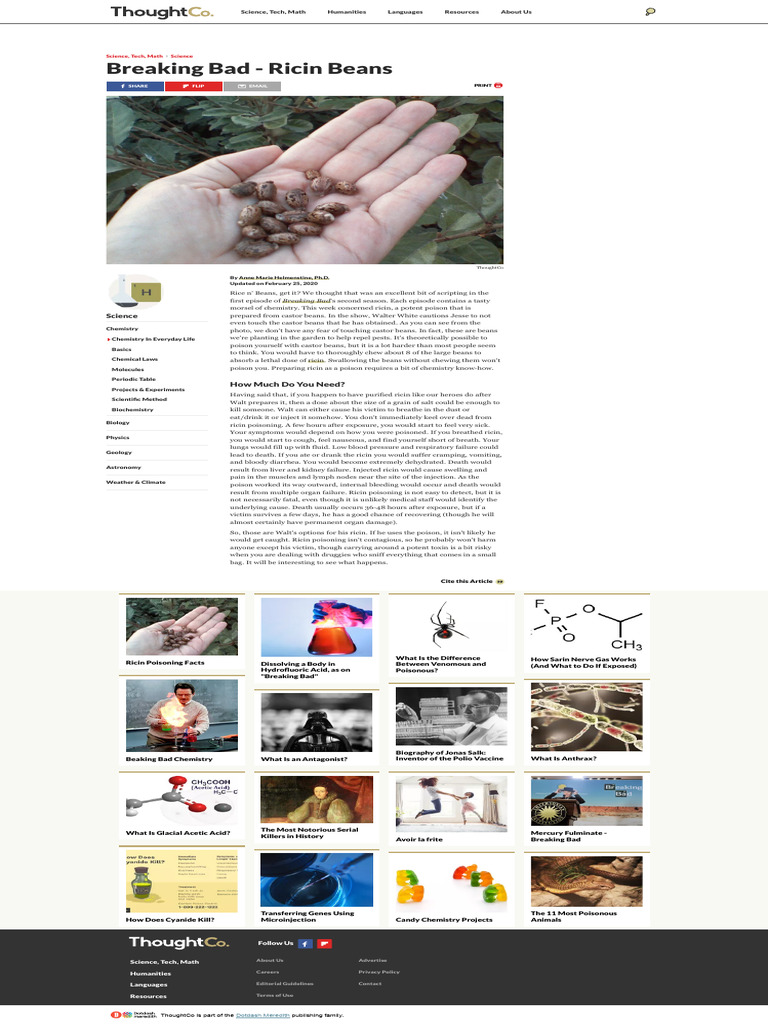 Breaking Bad - Ricin Beans | PDF | Poison | Nerve Agent