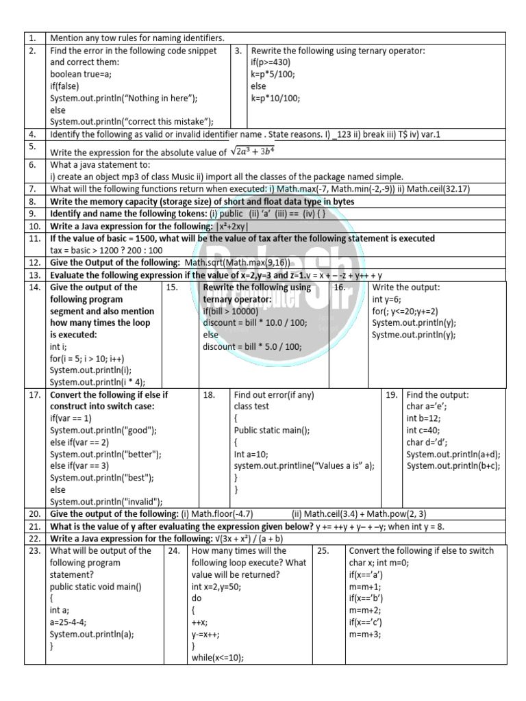Class Ix 50 Short Questions | PDF | Software Engineering | Computing