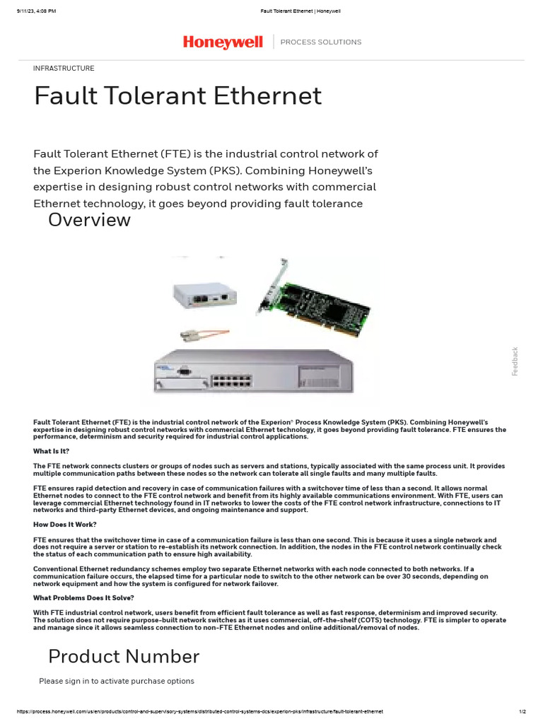 Honeywell Fault Tolerant Ethernet Overview | PDF | Computer Network ...