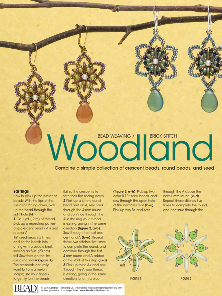 Beaded Woodland Earrings Pattern | PDF | Beadwork | Sewing