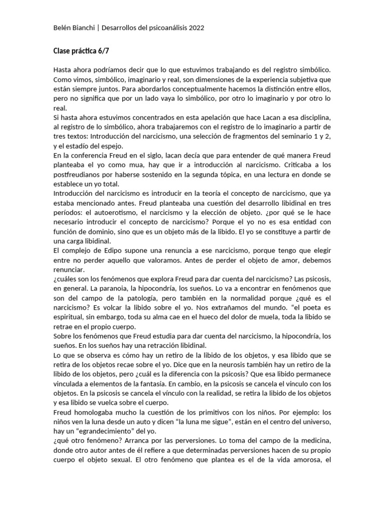 Clase práctica 6-7 | PDF | Libido | Jacques Lacan