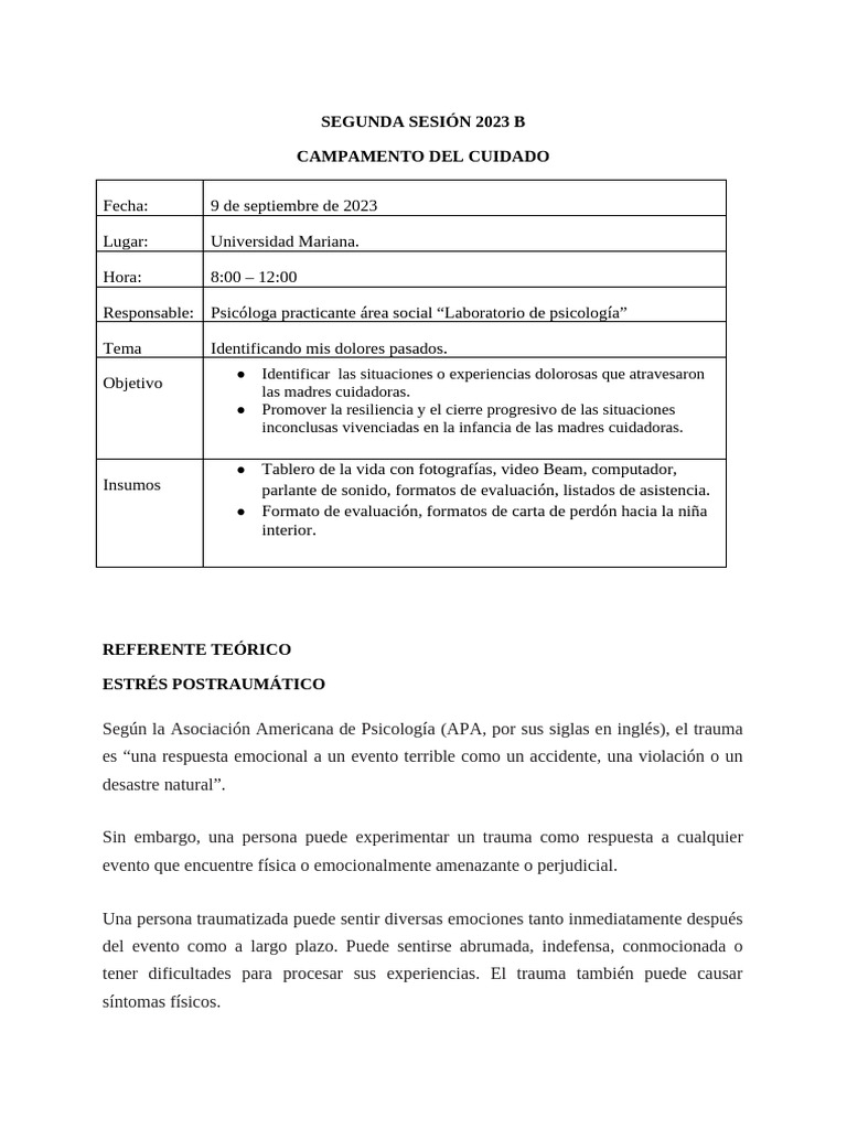 Sesion 2 Batuta Vja | PDF | Trauma psicólogico | Estrés (biología)