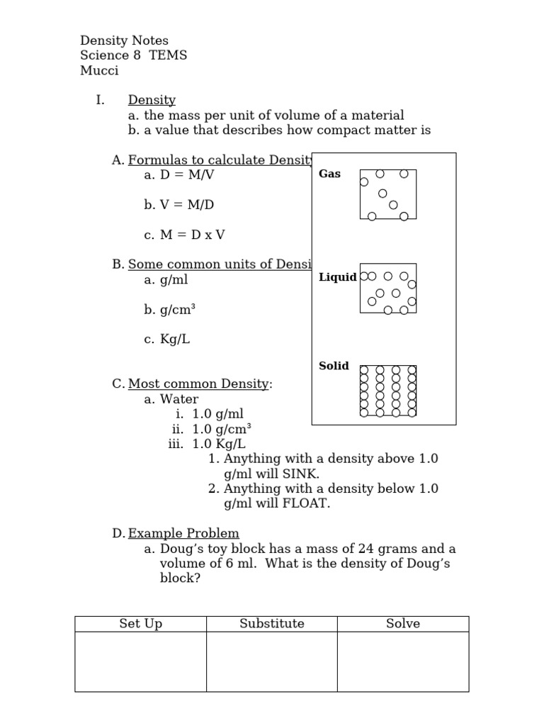 Understanding Density: Formulas and Examples | PDF | Density | Gases