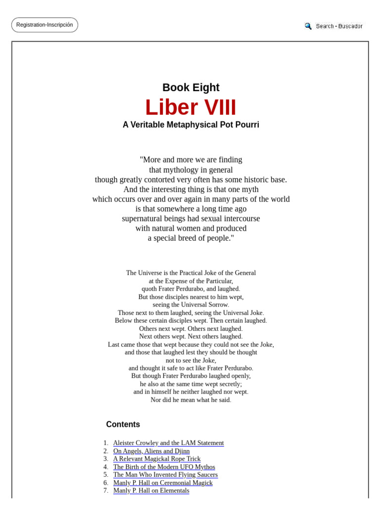 Liber VIII - An Veritable Metaphysical Pot Pourri | PDF | Aleister ...