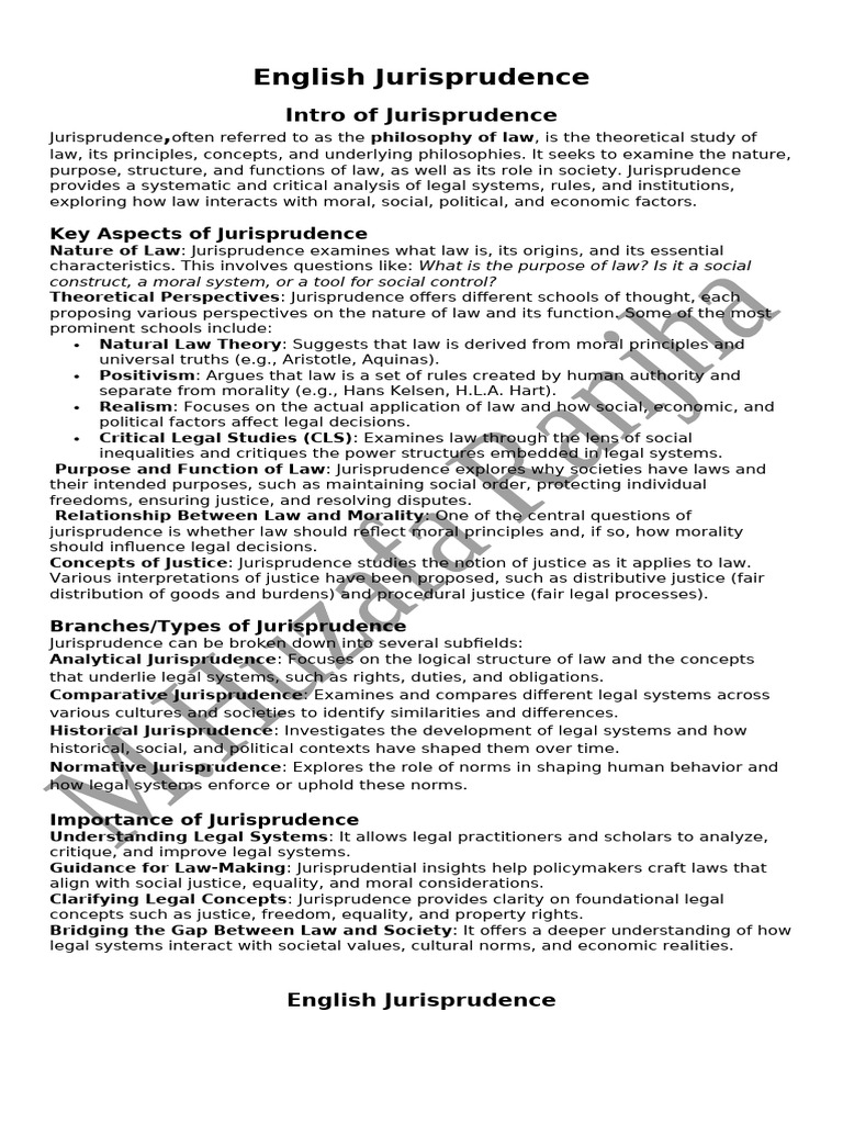 Jurisprudence Overview for LLB Students | PDF | Jurisprudence | Equity ...
