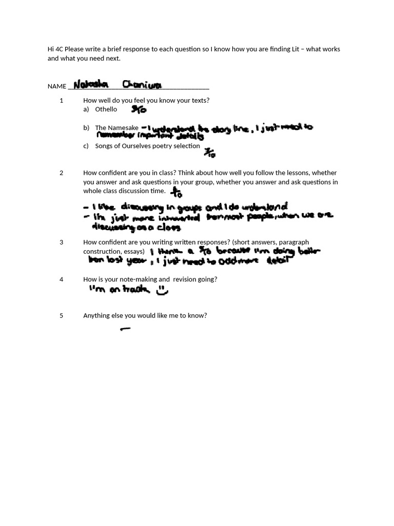 Term 1 Reflection IGCSE LIT | PDF