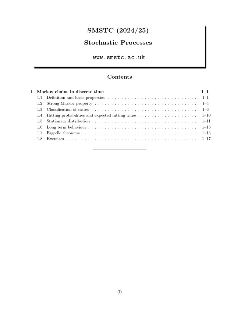 stoch-procs-lecture1-2025 | PDF | Stochastic Process | Markov Chain