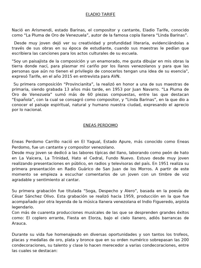 Eladio Tarife-Eneas Perdomo | PDF