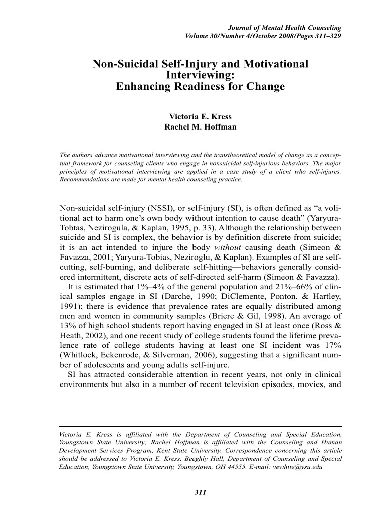 Kress & Hoffman - Motivational Interviewing | PDF | Borderline ...