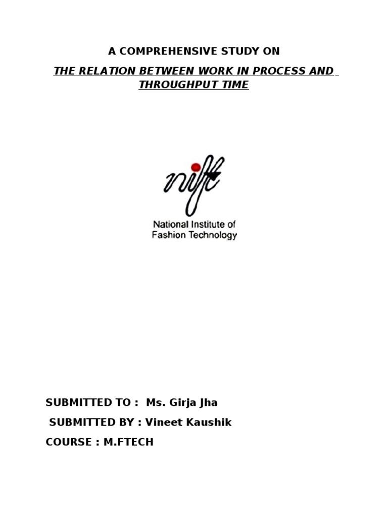 WIP and Throughput Time Study | PDF | Radio Frequency Identification ...