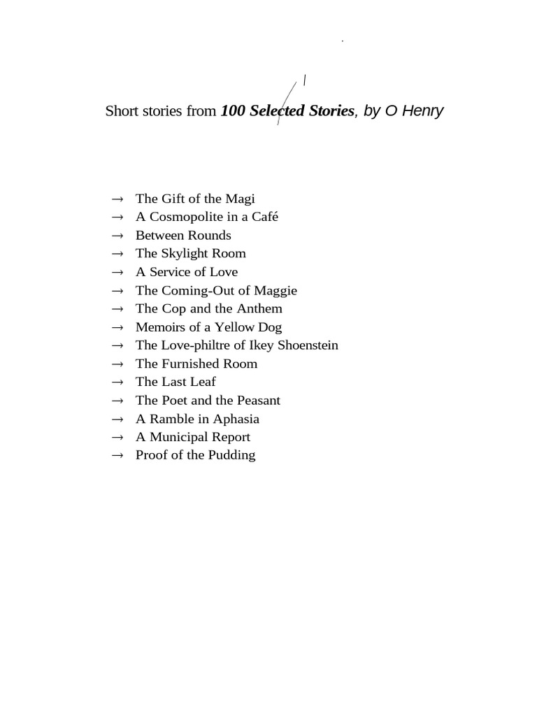 O. Henry's Short Stories Collection | PDF