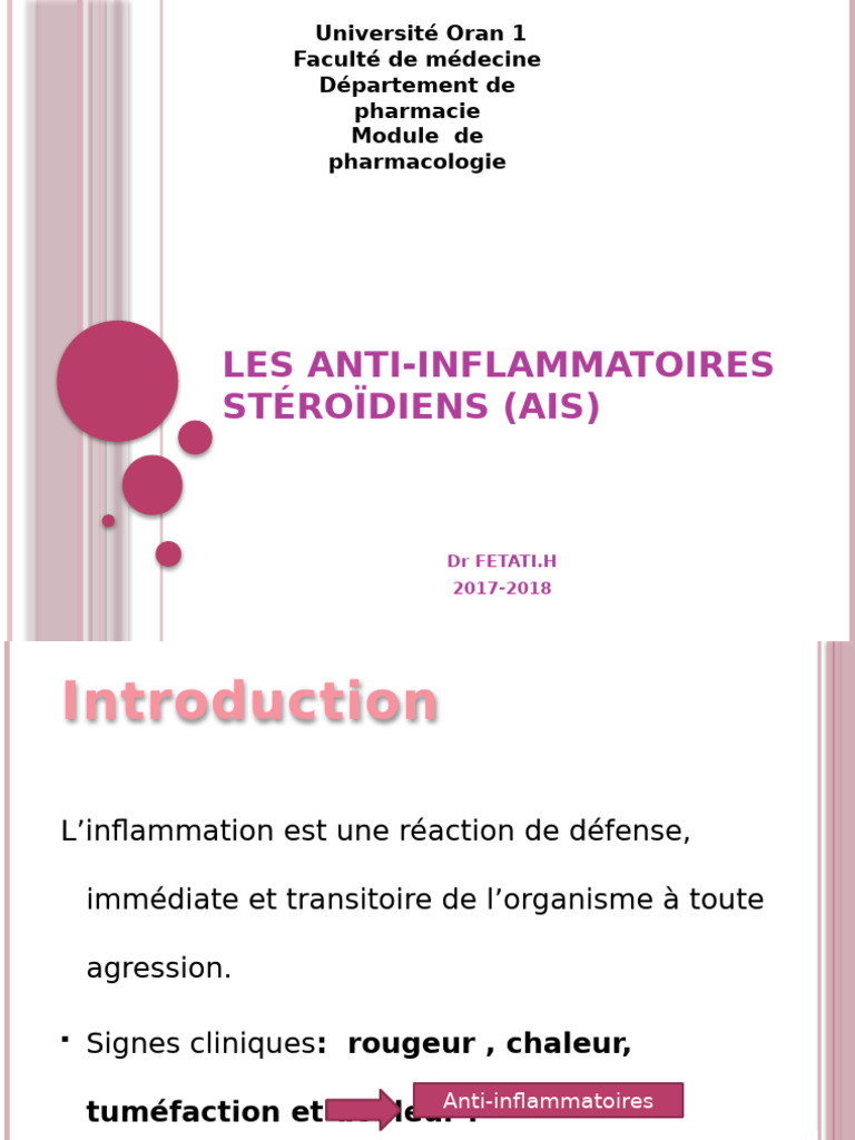 Anti-inflammatoires stéroïdiens : mécanismes et effets | PDF | Glande ...