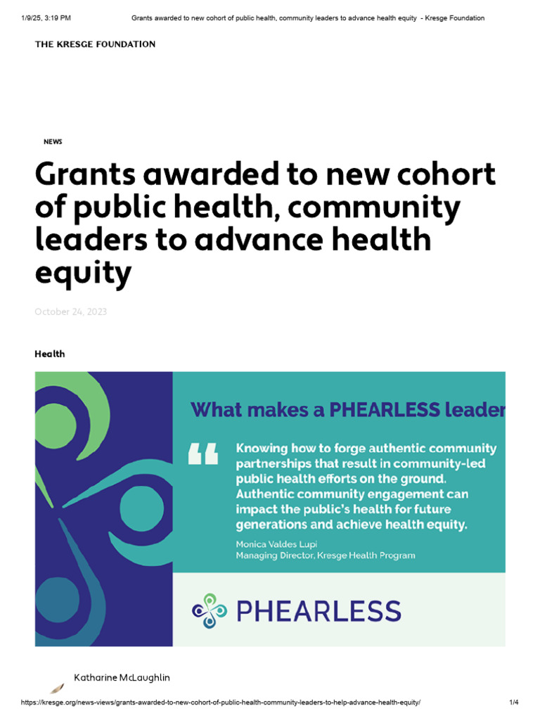 Grants Awarded To New Cohort of Public Health, Community Leaders To ...