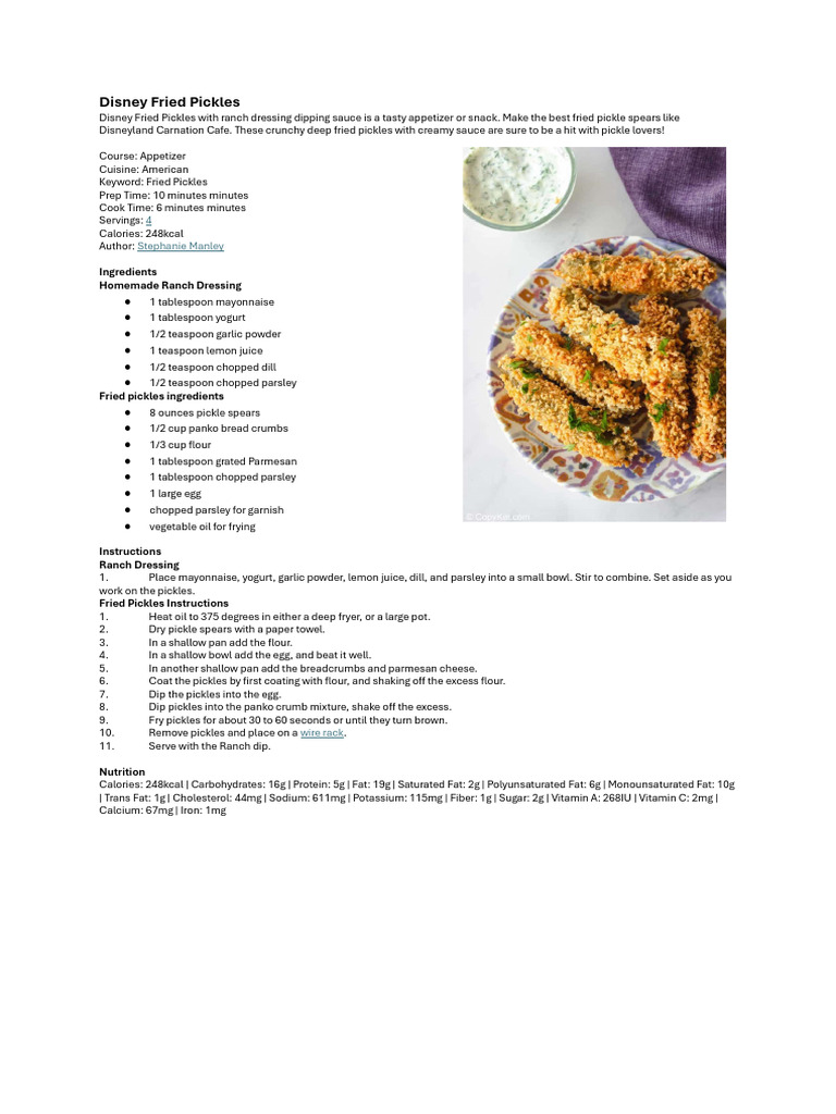 Recipe - Disney Fried Pickles | PDF