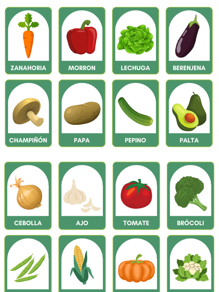 Tarjetas Verduras | PDF