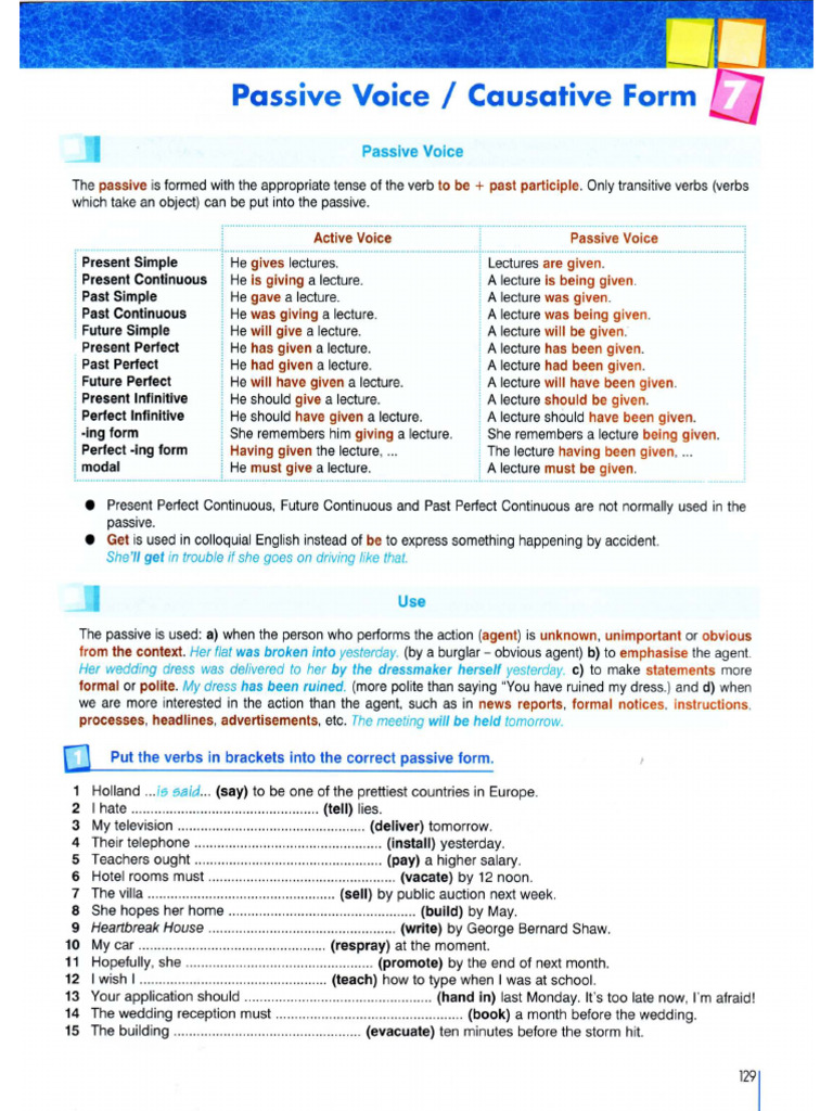 All Tenses Passive Exercises B2 | PDF