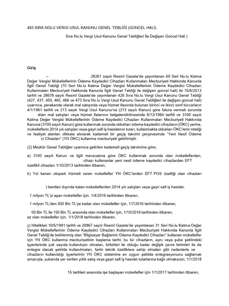 483 SIRA NOLU VERGI USUL KANUNU GENEL TEBLIGI Guncel 27092024 | PDF
