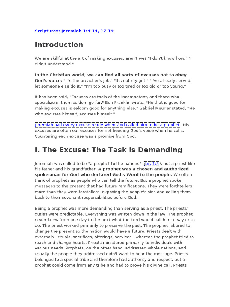 Sermon on Jeremiah II | PDF | Prophet | Jeremiah