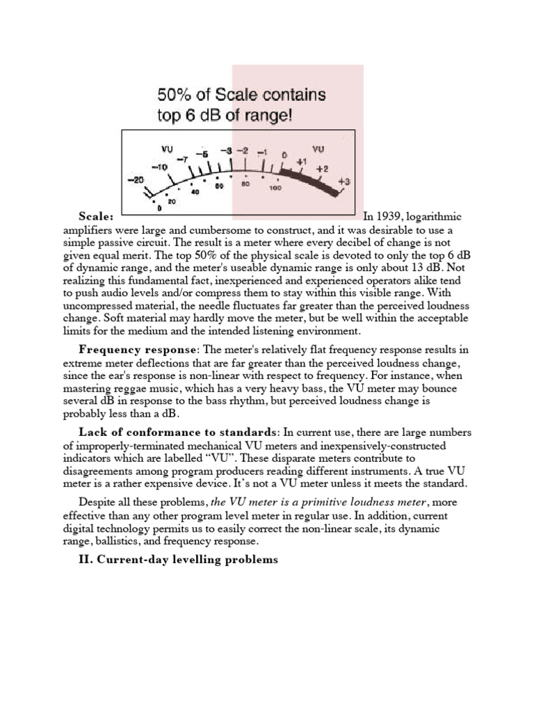 Scale:: The VU Meter Is A Primitive Loudness Meter | PDF