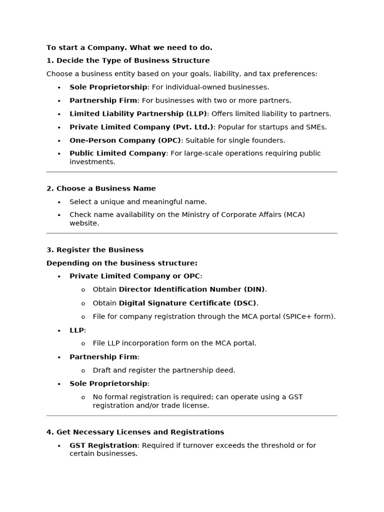 To start a Company | PDF | Limited Liability Partnership | Business