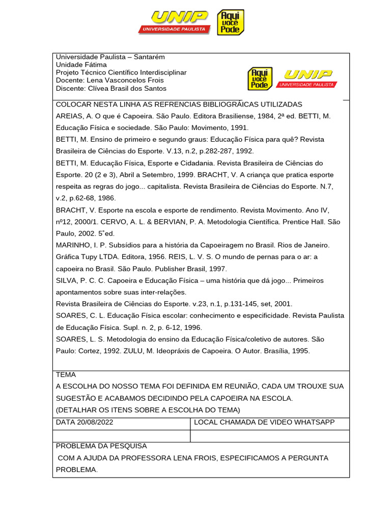 RELATÓRIO Unip Santarem | PDF | Brasil