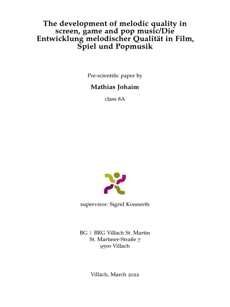 The Development of Melodic Quality in Screen, Game and Pop Music | PDF ...