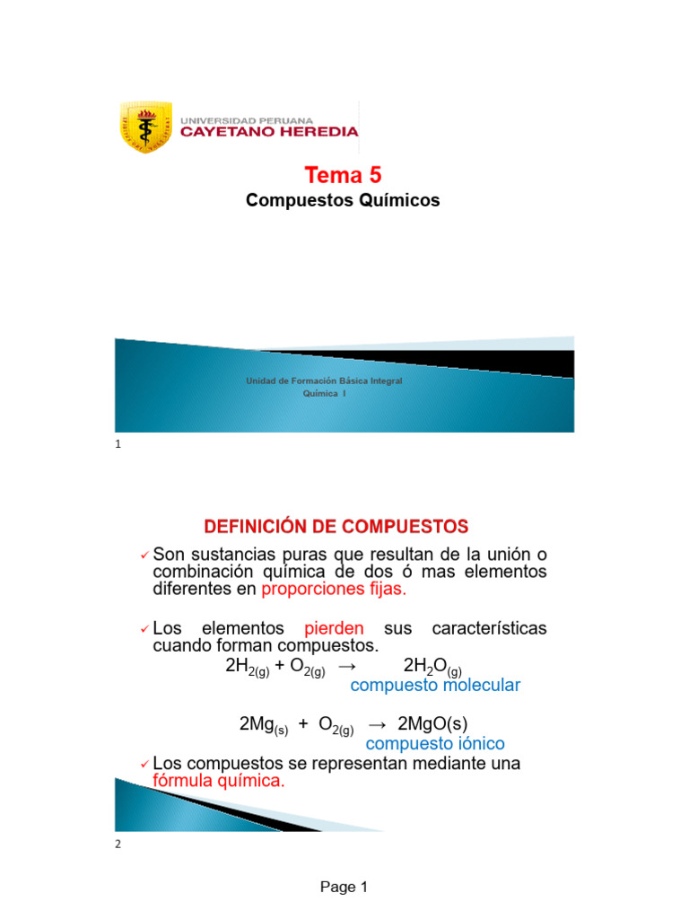clase 5 Compuestos quimicos (1) 2 | PDF | Compuestos químicos | Moléculas