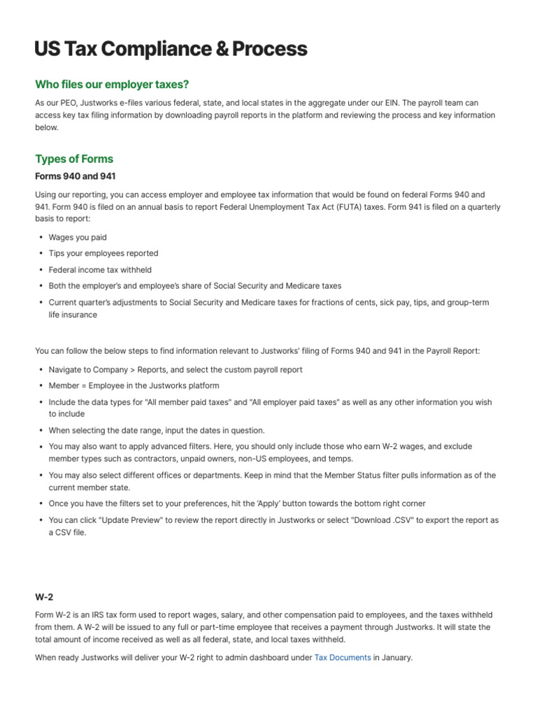 US Tax Compliance & Process | PDF | Payroll Tax | Irs Tax Forms