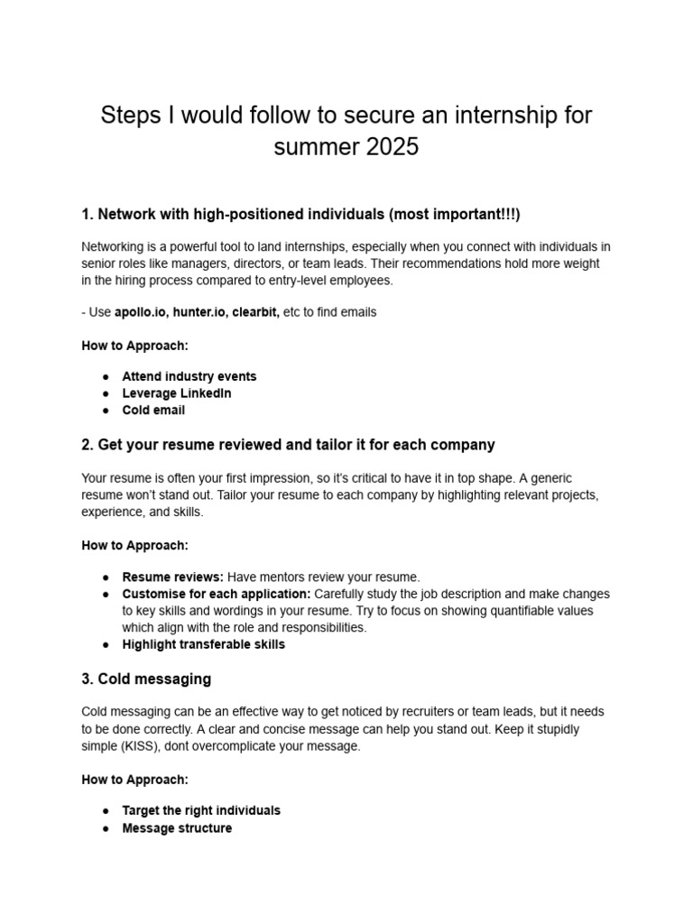 Myguideforsummer 2025 Internships | PDF | Résumé | Recruitment