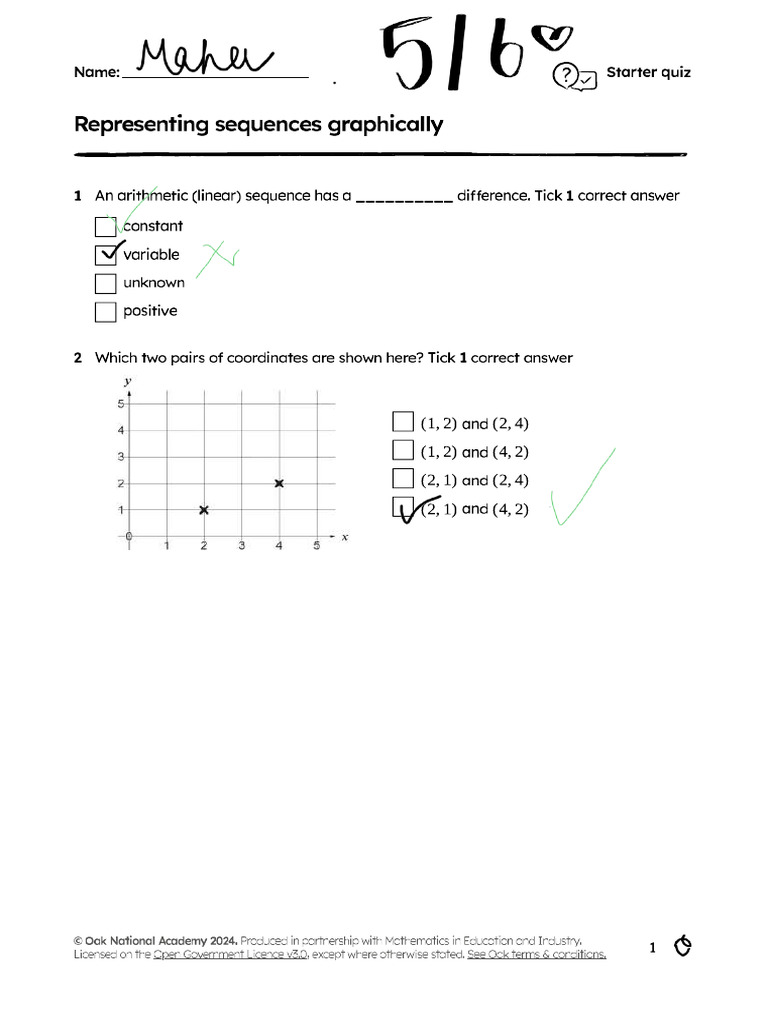 Plotting Sequences - Starter | PDF