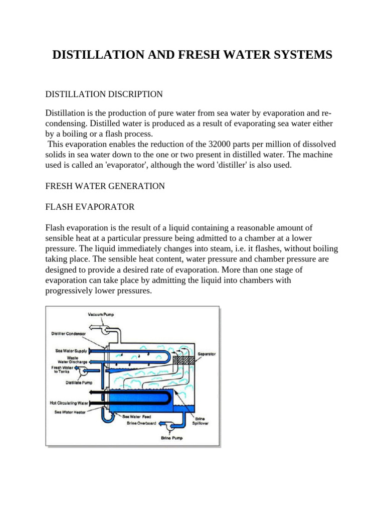 Distillation &fresh Water System | PDF | Distillation | Water
