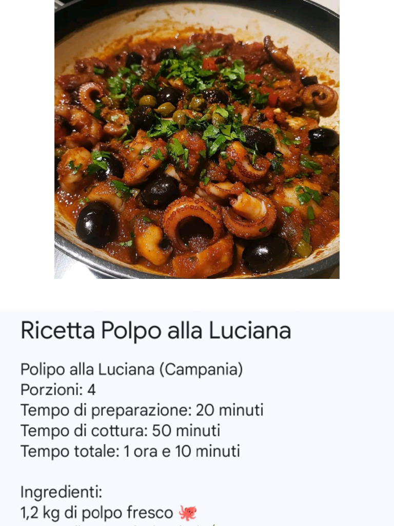 Ricetta Polpo Alla Luciana | PDF