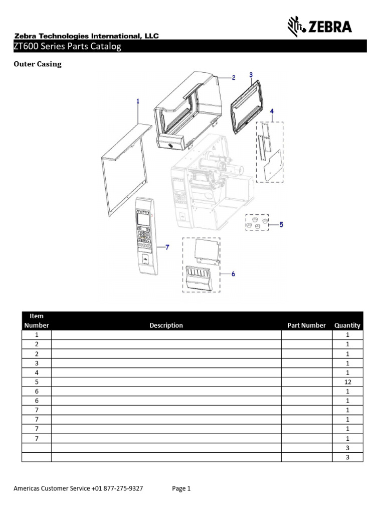 Zebra - ZT600 Series Parts Catalog-Global-En-us | PDF | Printer (Computing) | Radio Frequency ...