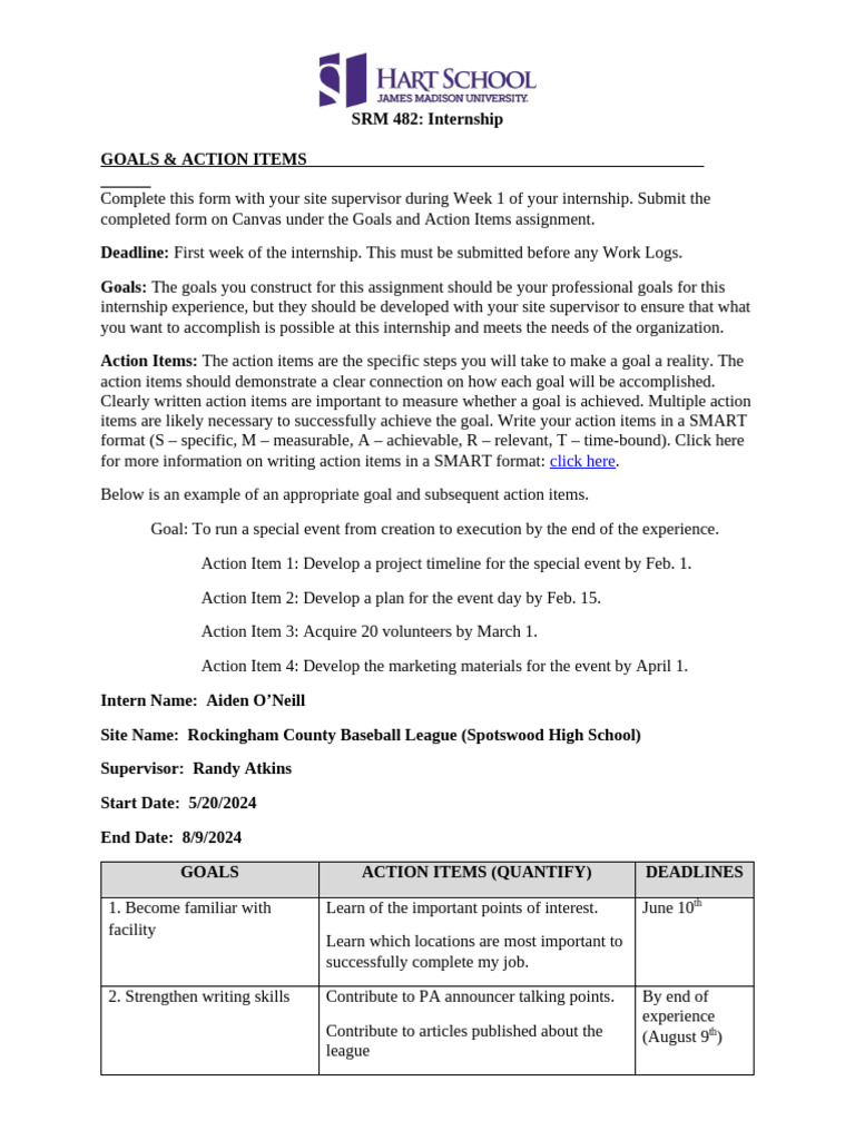 SRM 482 Goals and Action Items | PDF | Cognition
