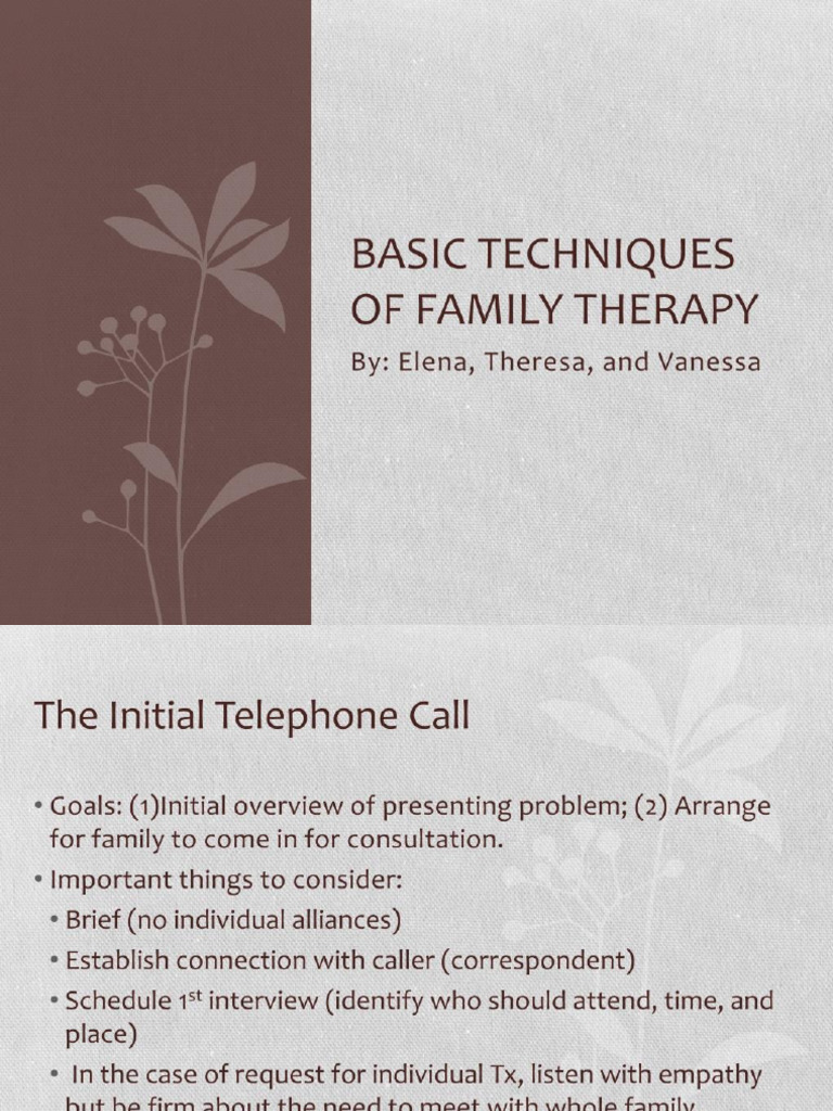 Basic Techniques of Family Therapy | PDF