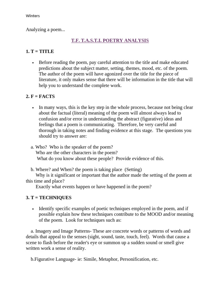 TFTASTI - Analyzing A Poem Copy 2 | PDF | Poetry | Linguistics