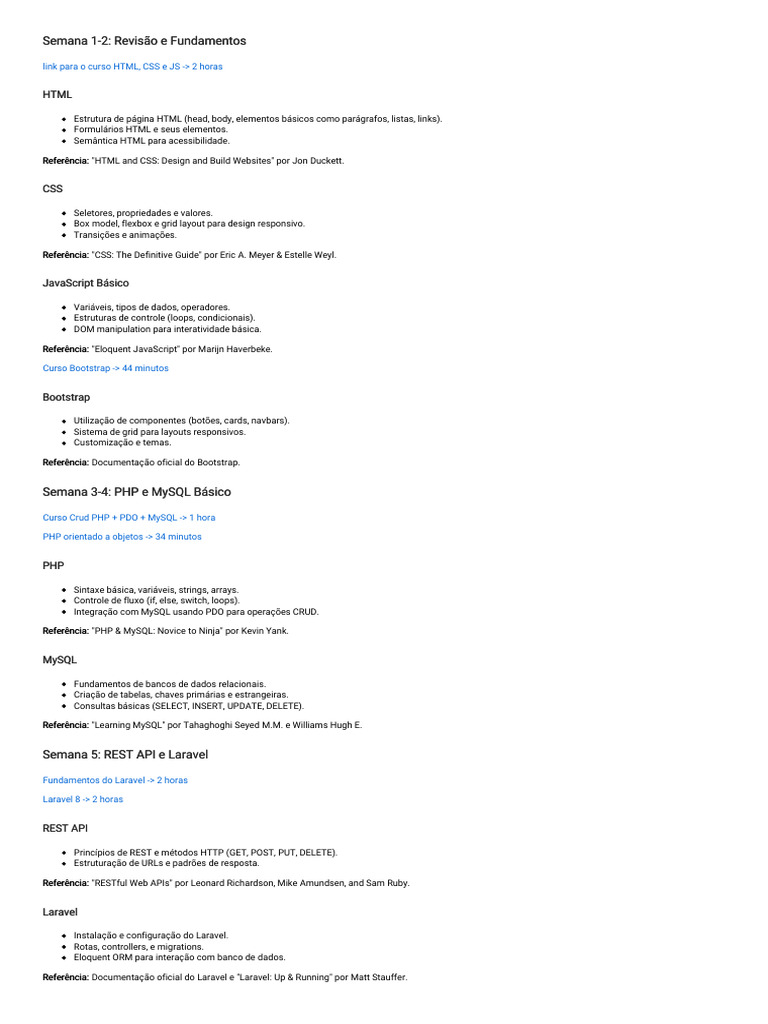 roteiro de estudos programador WEB | PDF | Script Java | Php