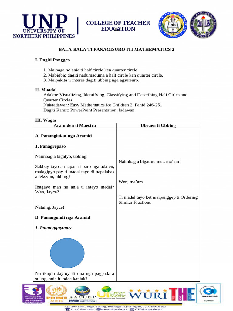 Visualizing, Identifying , Classifying, and Describing Half Circles and Quarter Circles | PDF