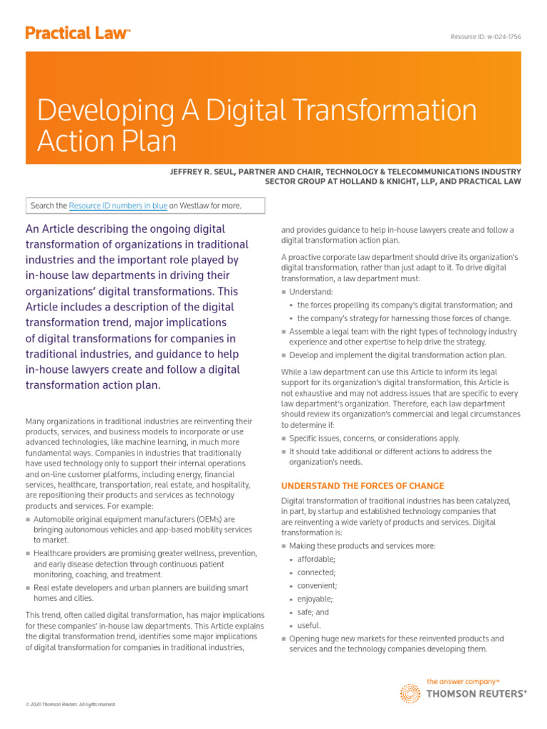Developing A Digital Transformation Action Plan | PDF | Internet Of ...